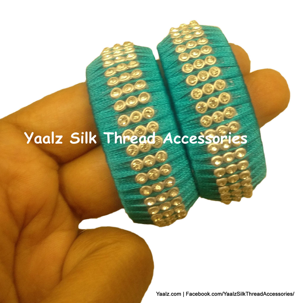 Yaalz Silk Thread Elegant Stone Kada Pairs In Assorted Colors